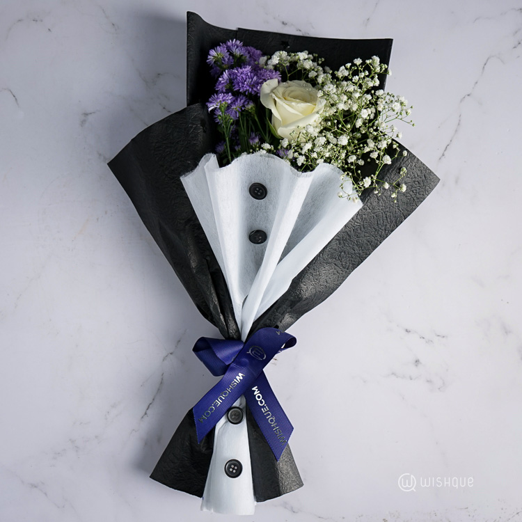 Gentleman's Fresh Flower Posy - Rose Arrangements | Wishque