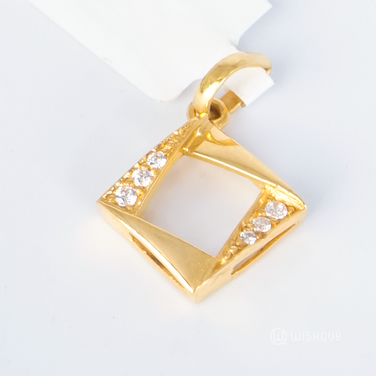 22kt Gold Square Pendant With Stones Zercone - Pendants | Wishque