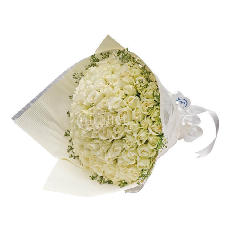Bouquet of 100 White Roses - Wishque | Sri Lanka's Premium Online Shop ...
