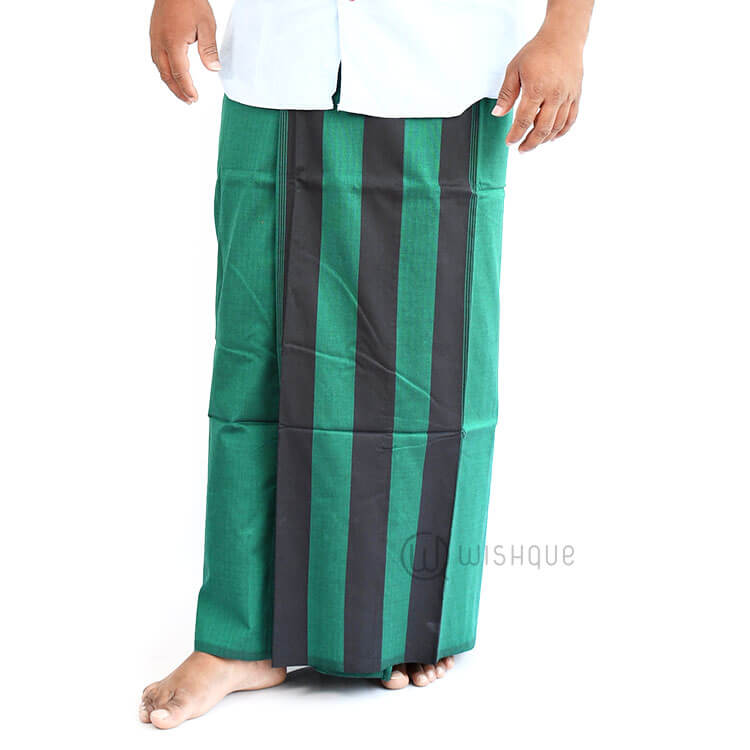 Green And Black Stripes Handloom Sarong - Wishque | Sri Lanka's Premium ...