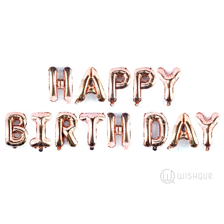 HAPPY BIRTHDAY Letters Rose Gold Balloon Pack - Party Foil Balloons ...