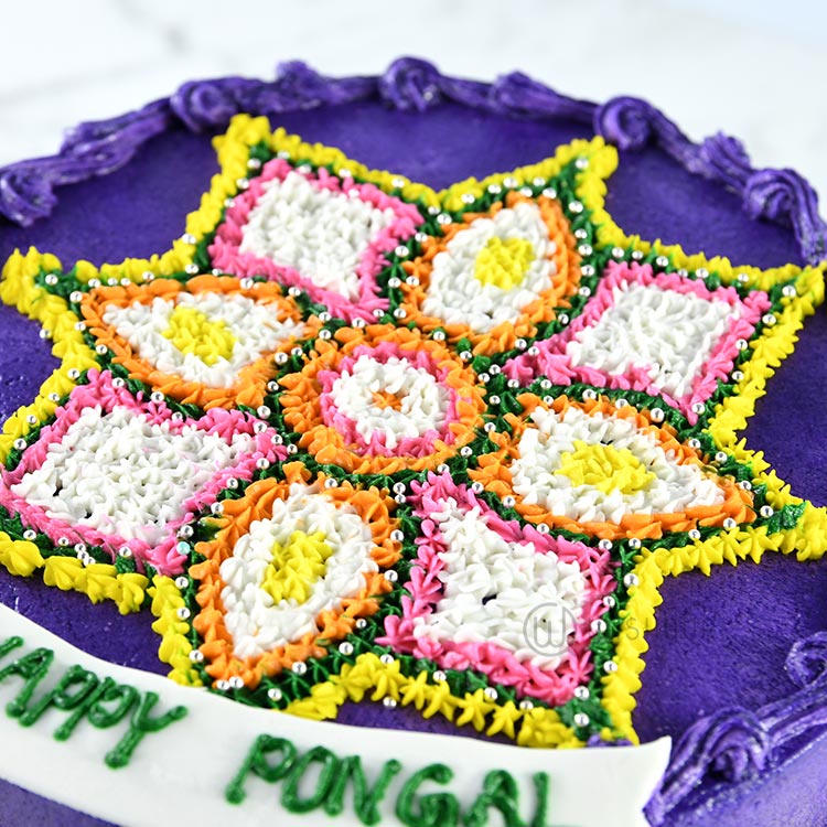 Kolam Design Pongal Eggless Cake - Wishque | Sri Lanka's Premium Online ...