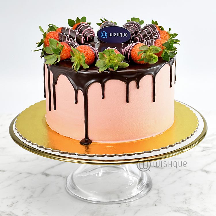 Dipped In Love Strawberry Ribbon Cake - Wishque Cakes | Wishque