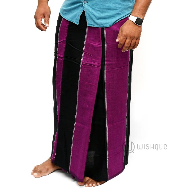 Purple With Black Stripes Handloom Sarong - Wishque | Sri Lanka's ...