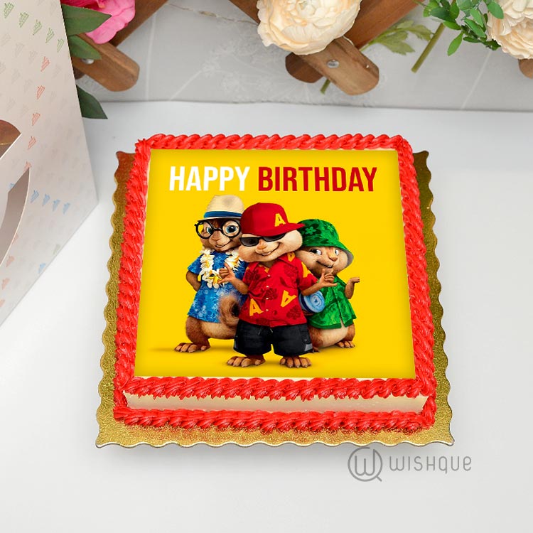 Alvin & The Three Chipmunks Edible Print Cake 1Kg - WishQue Edible ...