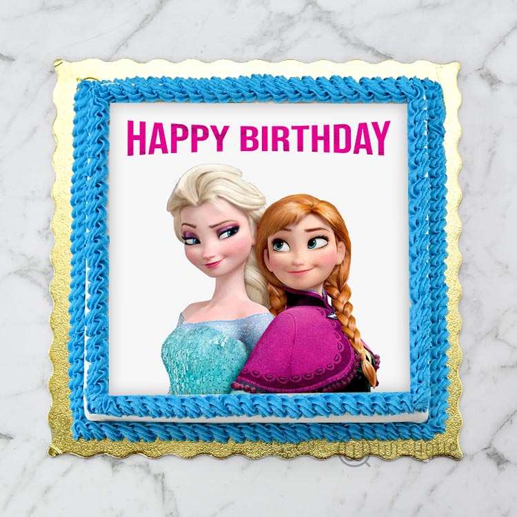 Elsa & Anna Edible Print Cake 1Kg - WishQue Edible Print Cakes | Wishque