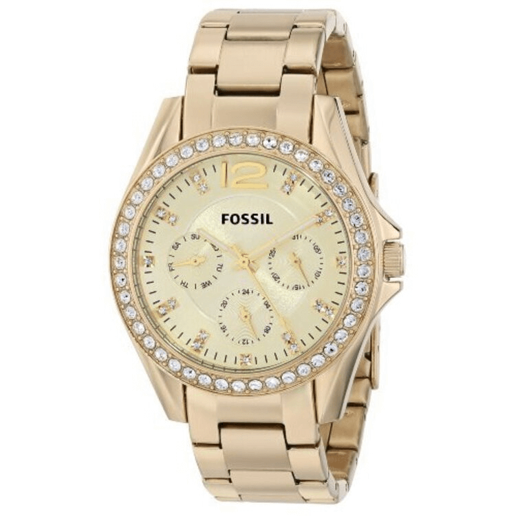 Fossil Women's Riley Stainless Steel Chronograph Glitz Quartz Watch ...