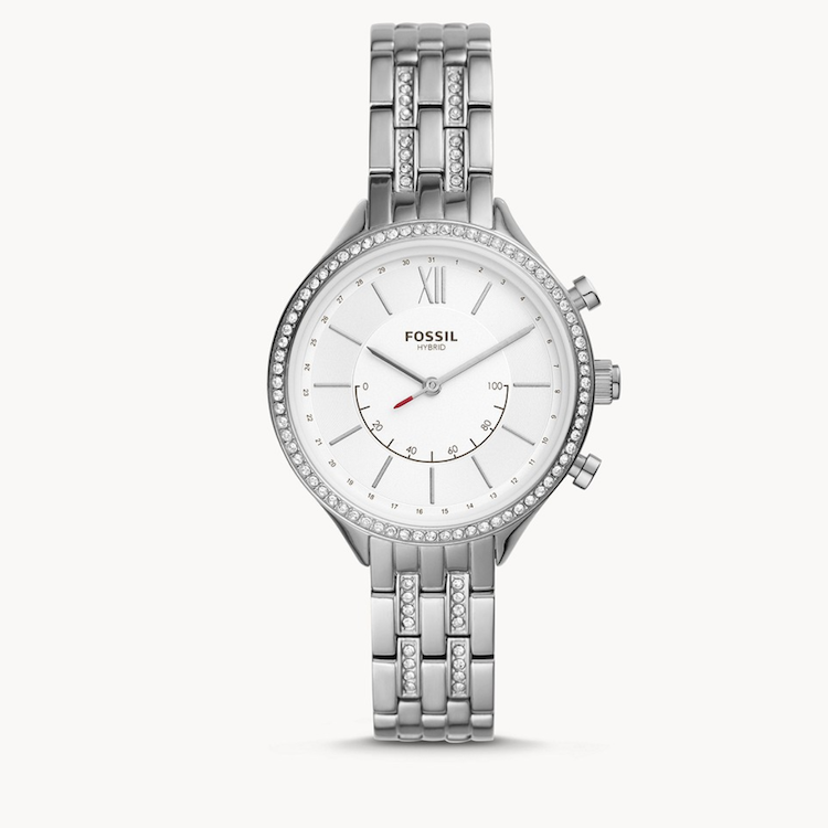Fossil Hybrid Smartwatch Suitor Silver-Tone Stainless Steel Ladies ...
